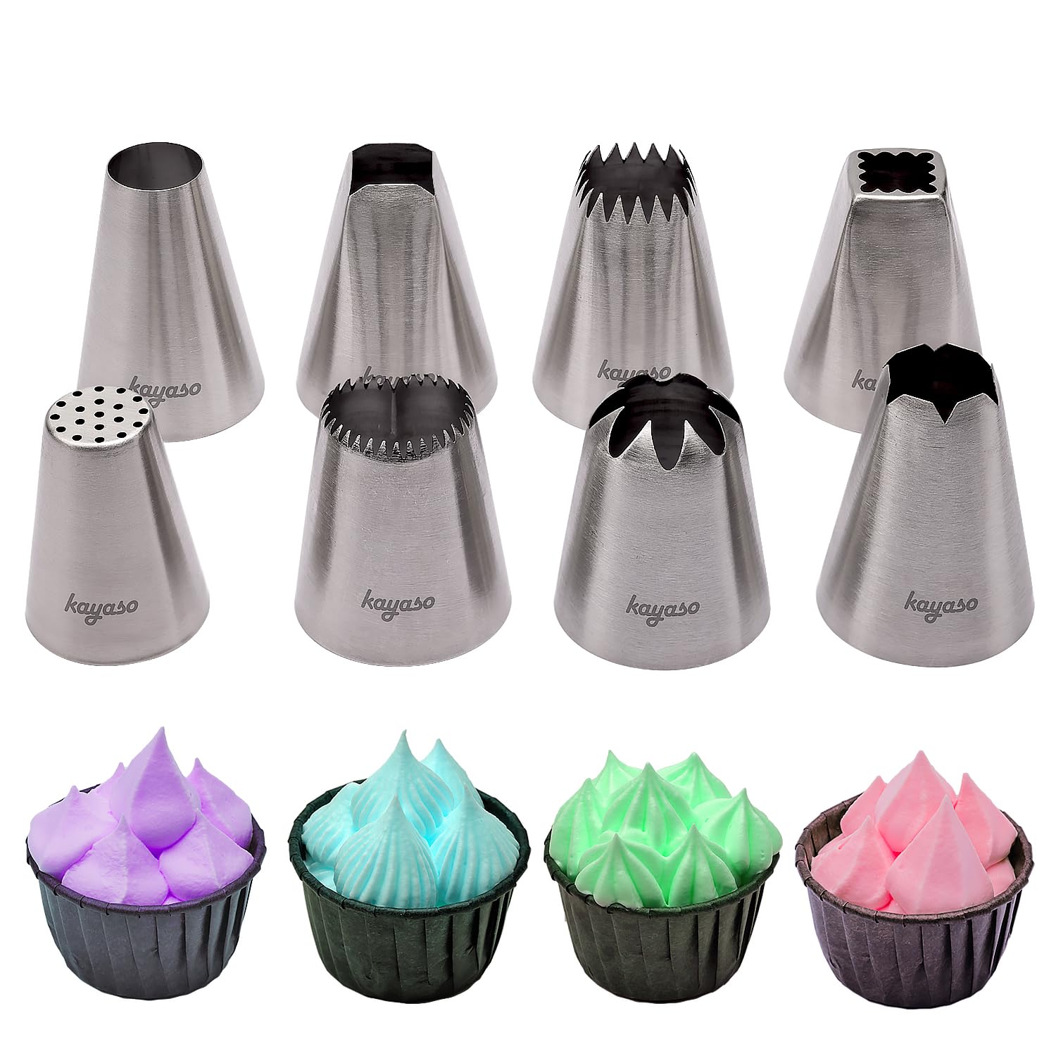 Kayaso Extra Large Piping Tips Set,8-Pcs Giant Size Decorating Icing ...