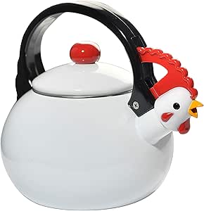 Amazon.com: HOME-X White Rooster Whistling Tea Kettle, Cute Animal ...