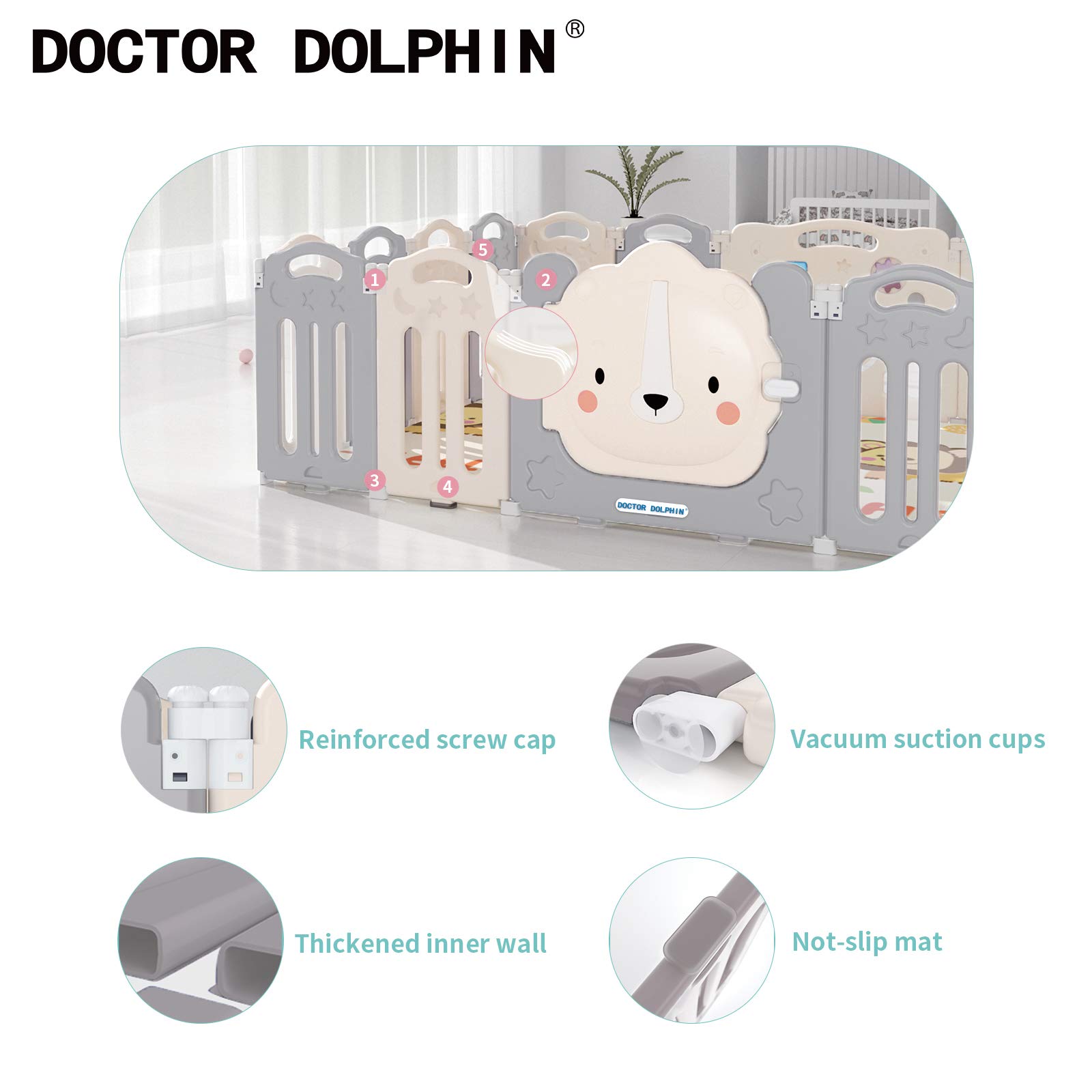 Doctor Dolphin Foldable Baby Playpen - Play Gate for Toddler Play Yard ...