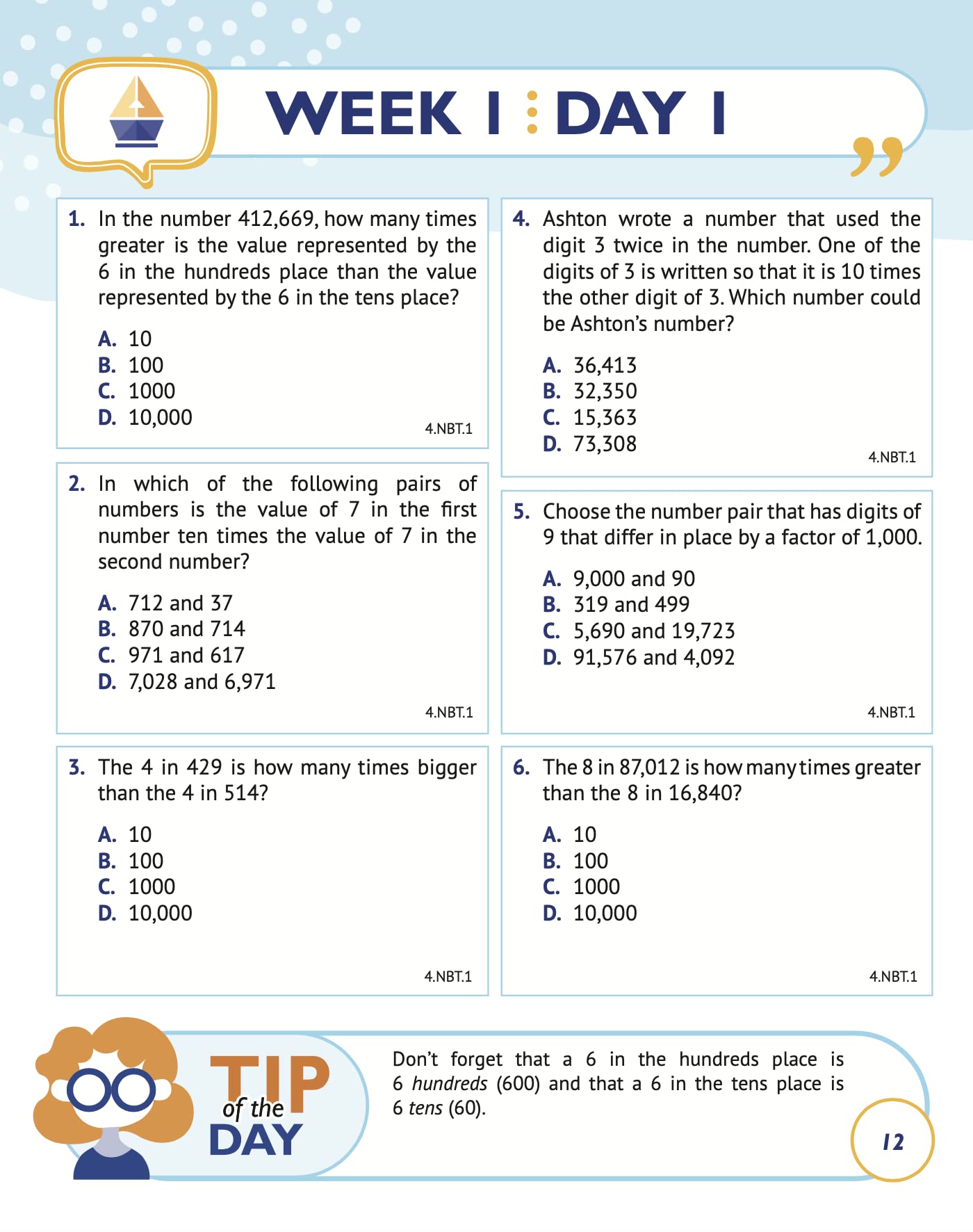 Mua 4th Grade Common Core Math: Daily Practice Workbook - Part I ...