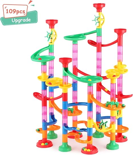 OundarM Marble Run Toy 109 Pcs Marble Race Game For Interactive Family 