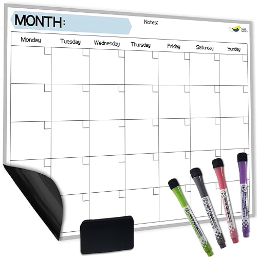 Monthly Magnetic Calendar for Refrigerator - 17x12” Dry Erase Fridge ...