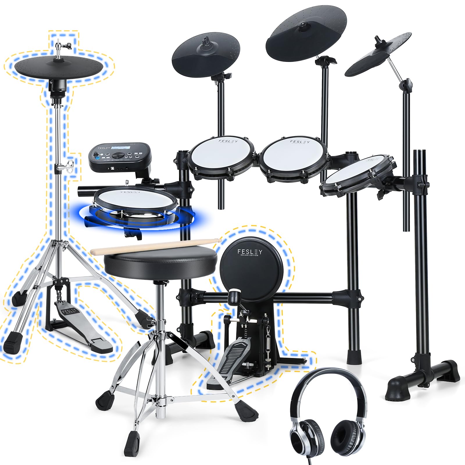 Mua Electric Drum Set, Electronic Drum Set with 4 Silent Mesh Drum Pads ...