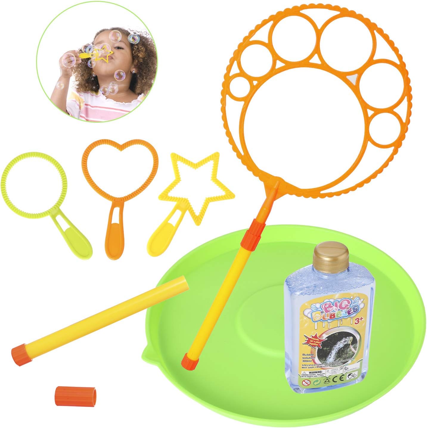 EPCHOO Giant Bubble Wands Set, Colorful Big Bubble Wands Kit Bubble ...