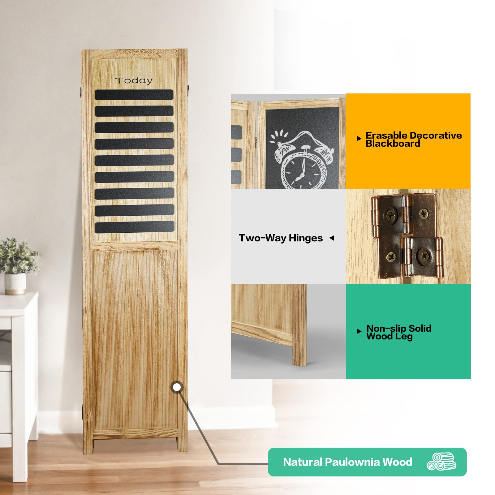 Mua ECOMEX 6 Panel Room Divider with Chalkboard Panels, 5.6Ft Tall ...