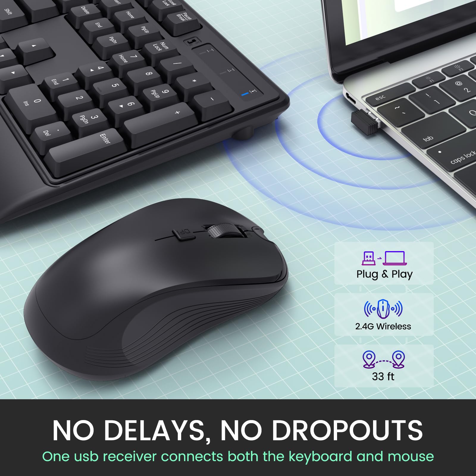 Mua Wireless Keyboard And Mouse Combo 2 4g Full Sized Ergonomic Computer Keyboard With Wrist