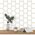 Mangoloo Peel and Stick Wallpaper Gold Contact Paper Hexagon Removable ...