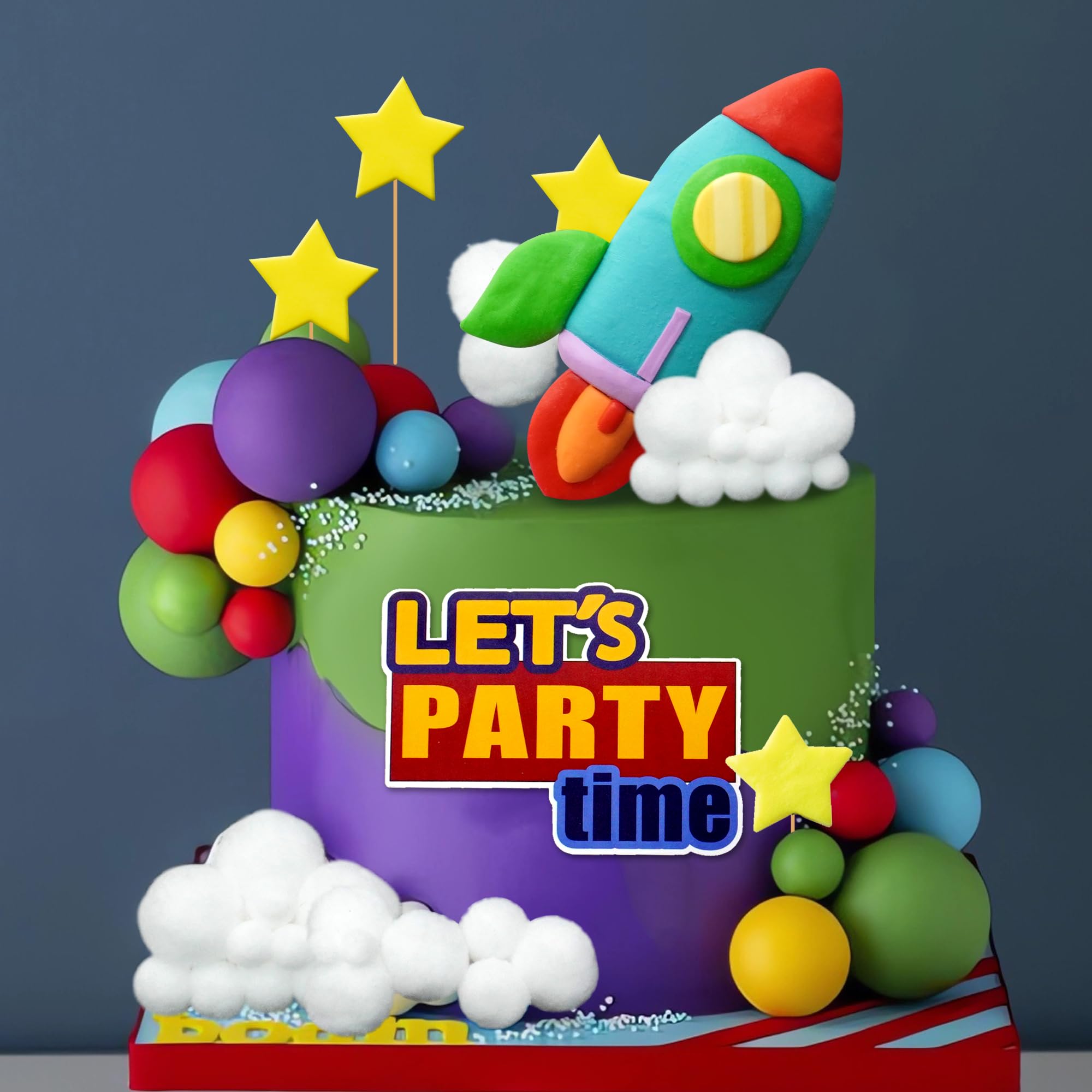 Space Cake Topper Toy Rocket Ball Cake Decorations Clay Rocket Cake ...