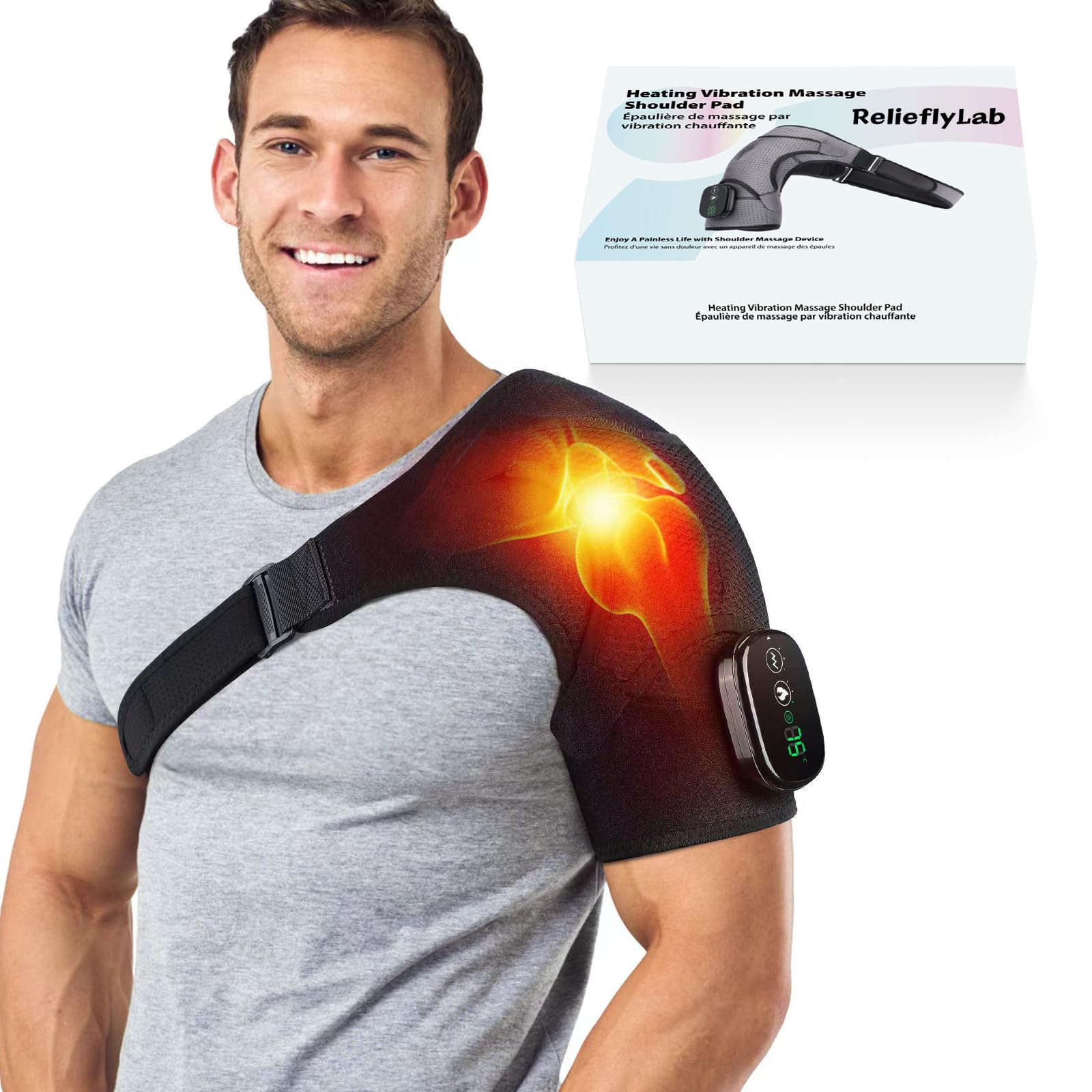 RelieflyLab 3 in 1 Shoulder Device,Heated Shoulder Strap Massager with ...
