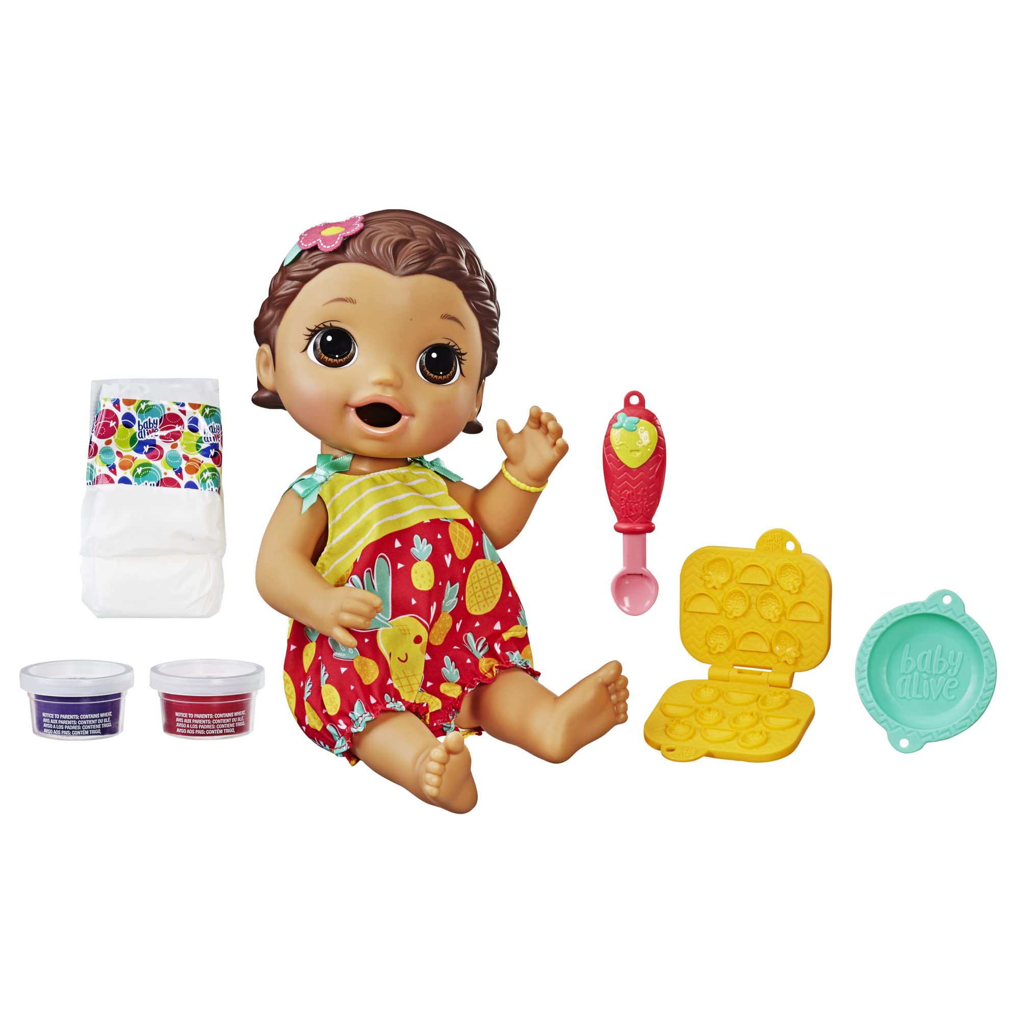 Mua Baby Alive Super Snacks Snackin’ Lily Baby: Brunette Hair Baby Doll That Eats, with Reusable ...
