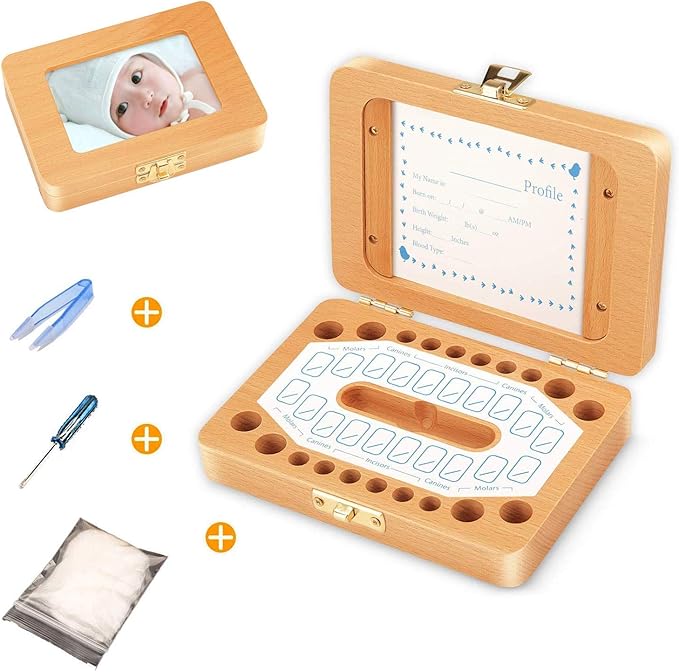 QYWSJ Baby Teeth Box, Keepsake Box, Milk Teeth Organizer Kit, Teeth ...