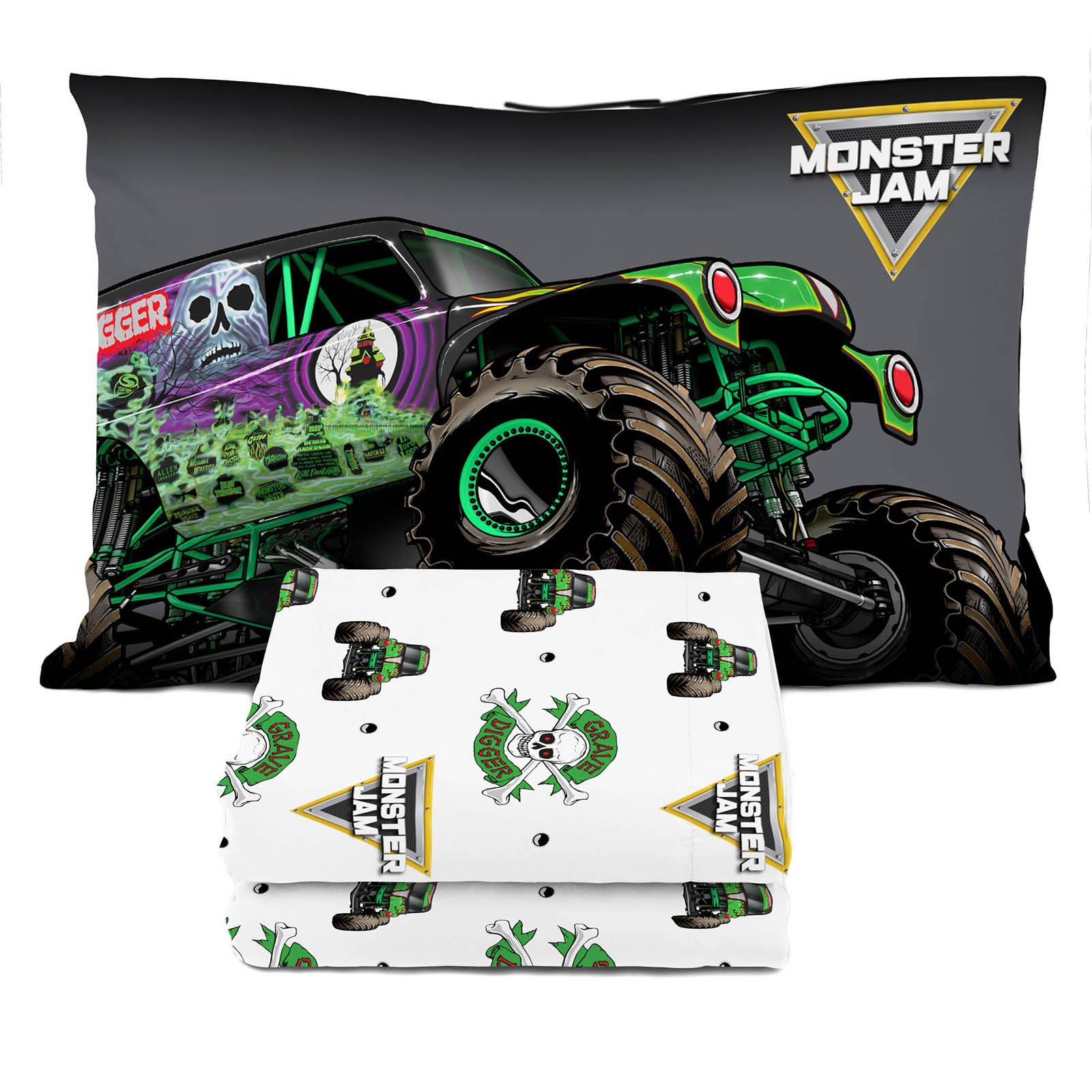 Sunny Side Up Monster Jam Grave Digger Twin Sheet Set - 3 Piece Kids ...