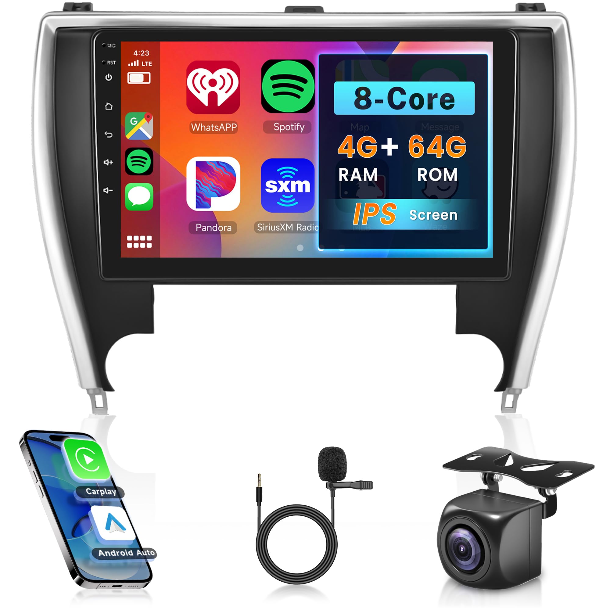 8Core 4G+64G Car Radio Carplay for Toyota Camry 2015 2016 2017,Rimoody Car Stereo Android 13 10. ...