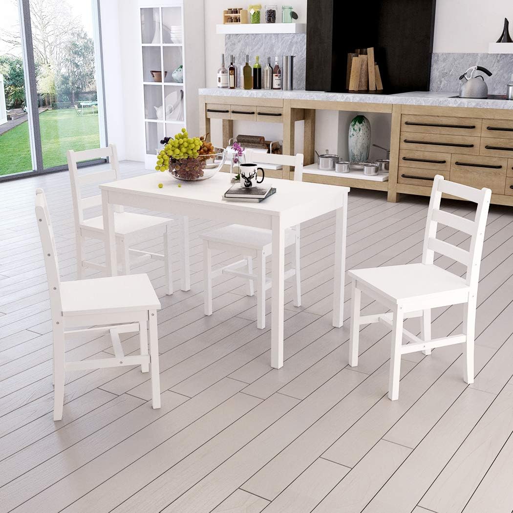 Ensemble Table en Bois + 4 Chaises pour Salle à Manger, Cuisine, Séjour ...