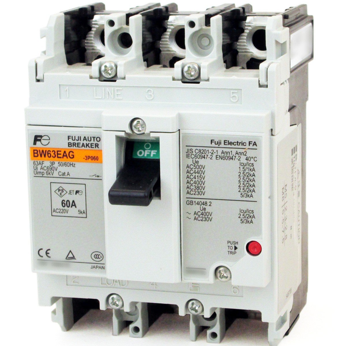 Amazon | 富士電機機器制御 G-TWIN ブレーカ BWシリーズ SAG BW63SAG-3P060 | ブレーカー・ブレーカー ...
