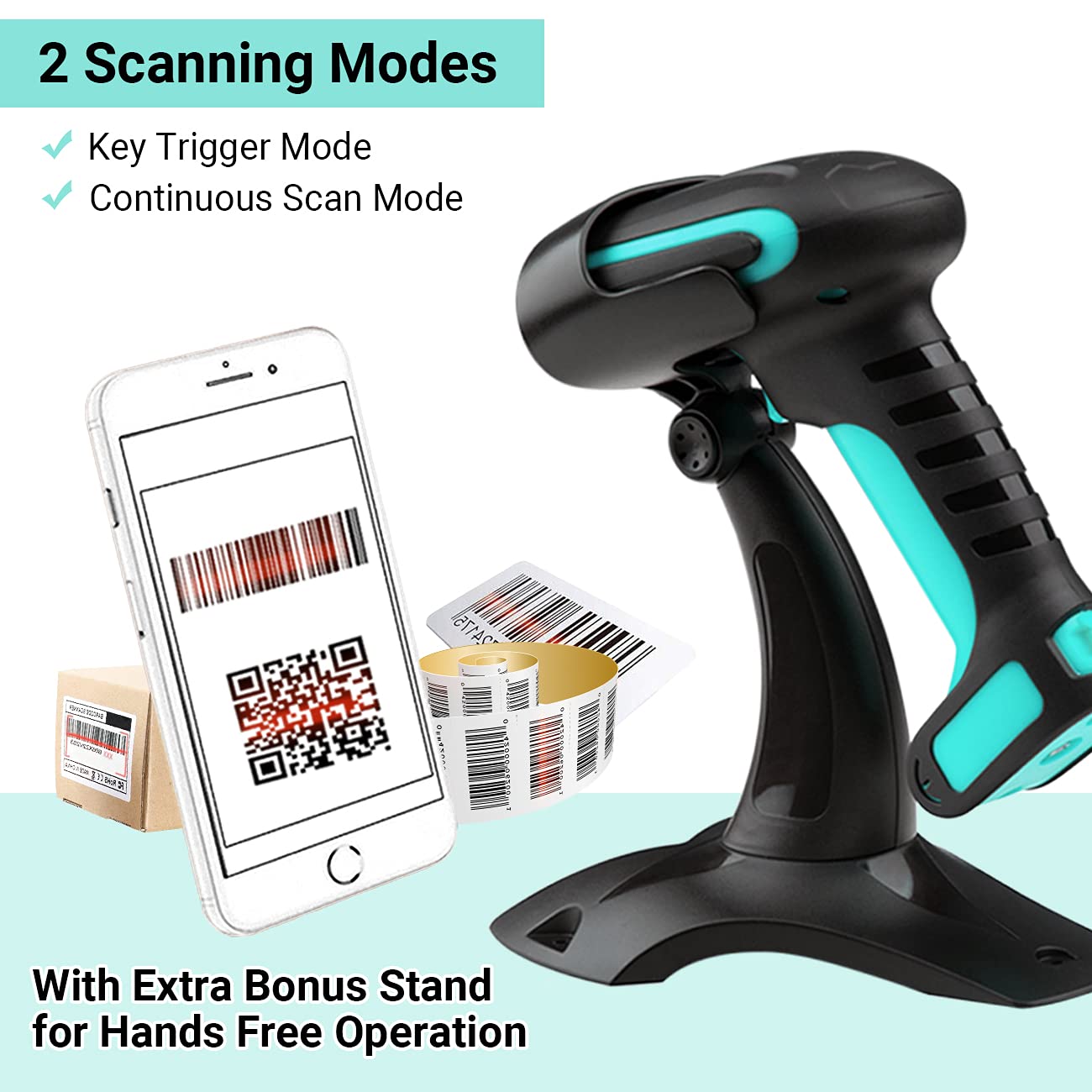Mua Tera 1D 2D QR Barcode Scanner Wireless with Stand, Heavy Duty ...