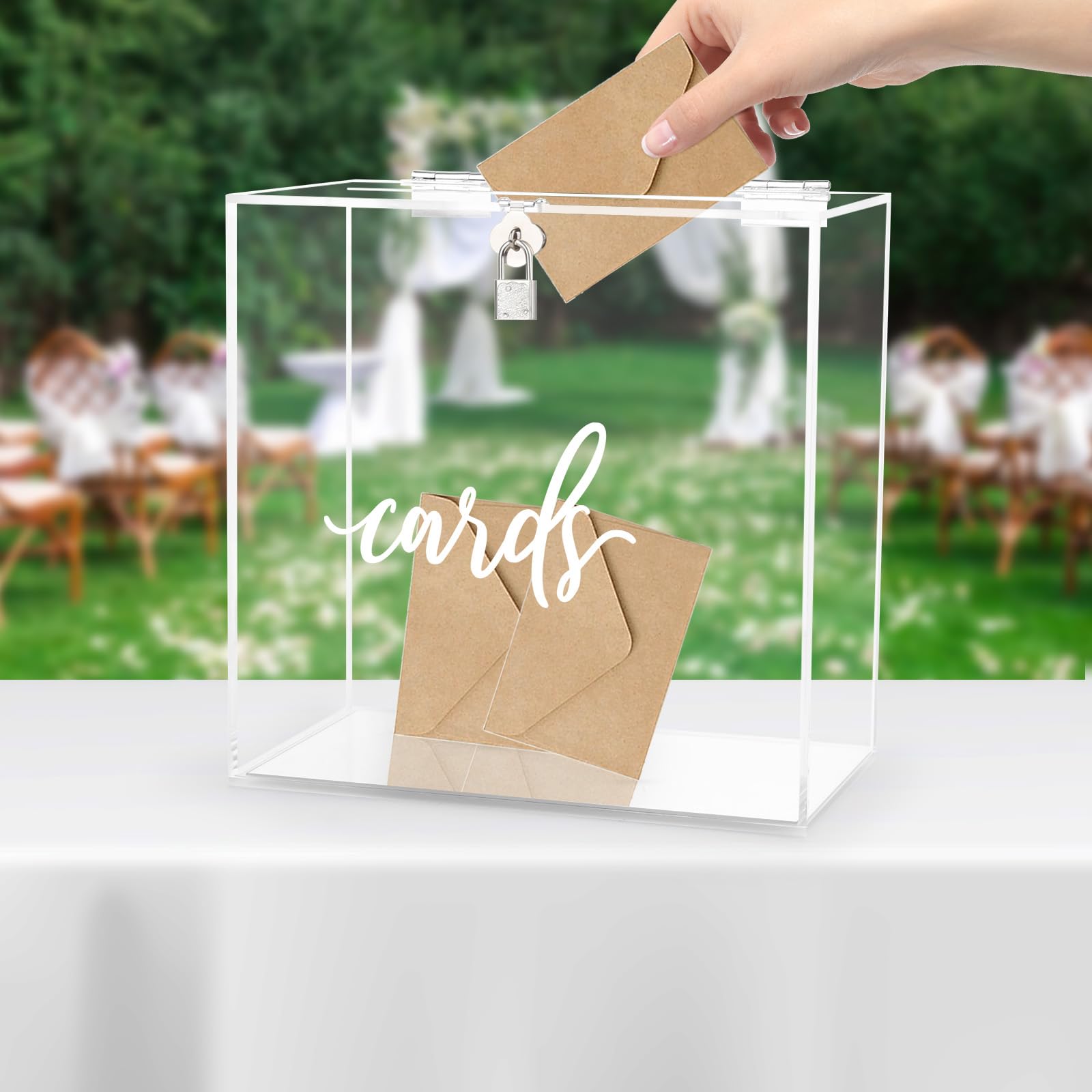 Hooqict Clear Acrylic Card Box with Lock and Slot, Thick DIY Wedding ...