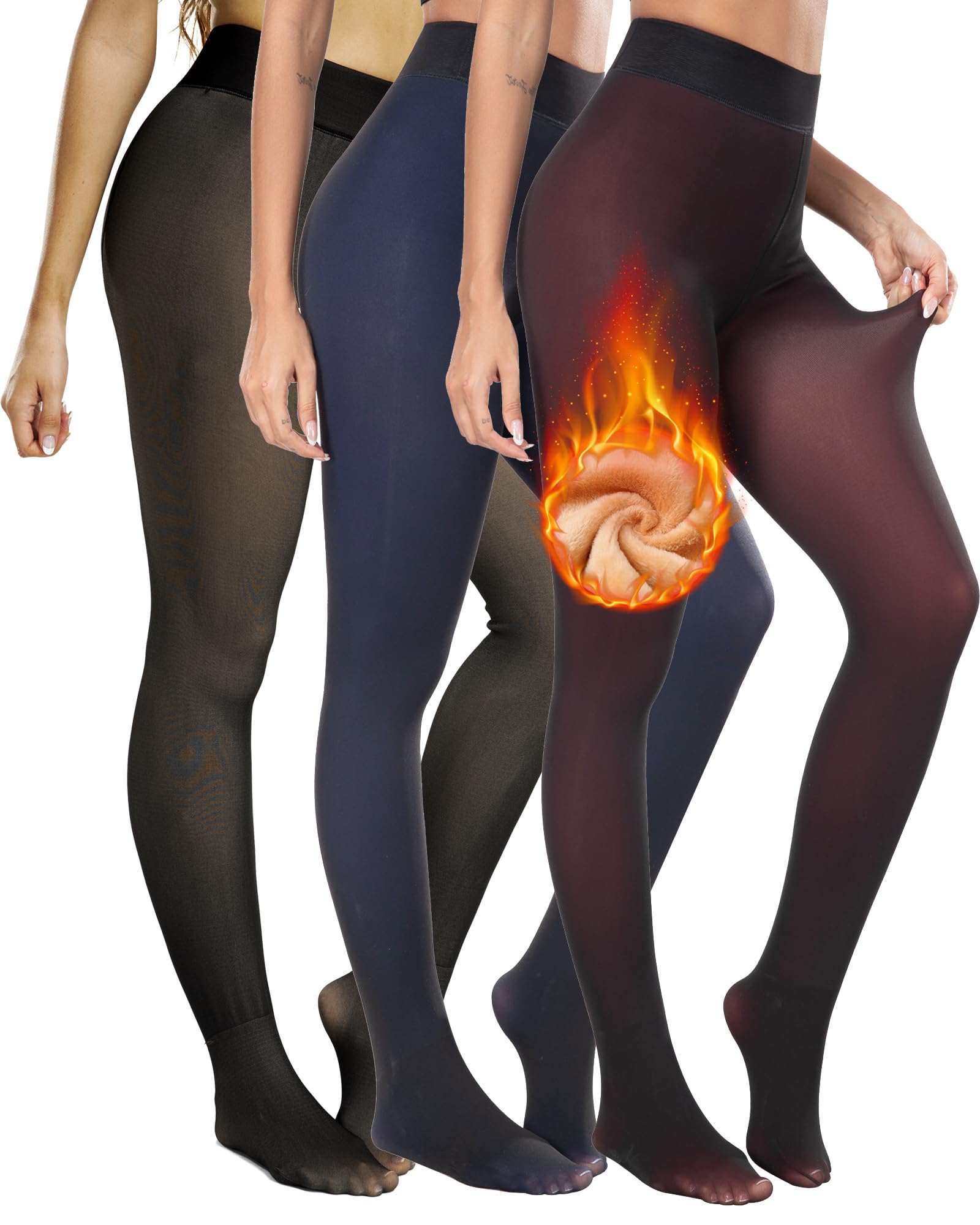 NORMOV 3 Piece Winter Warm Fleece Lined Tight Women,Thermal Fake ...