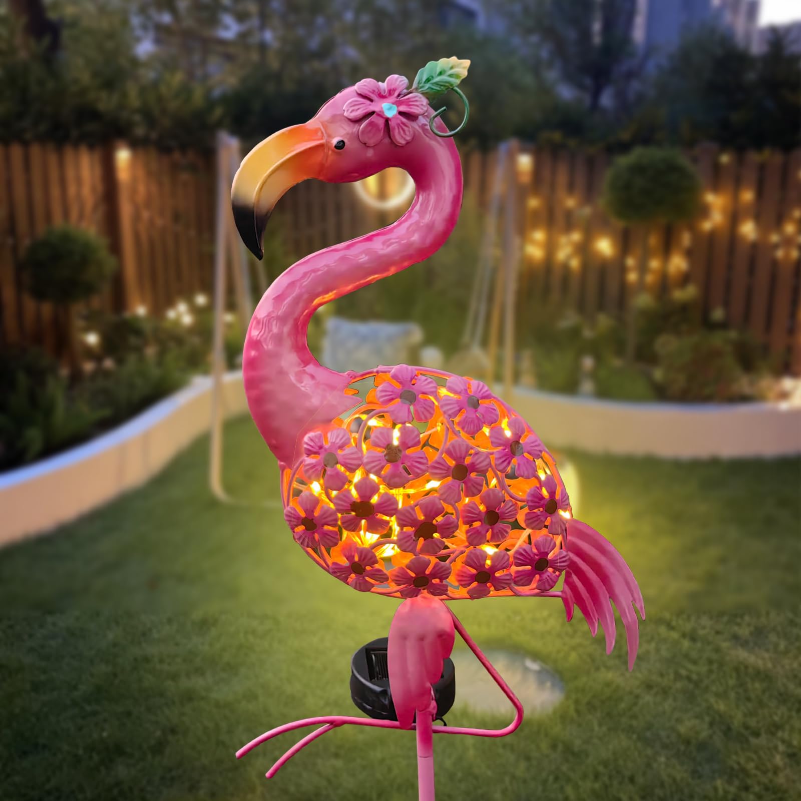Flamingo Decor-Solar Garden Decor,Pink Flamingos for Yard-Patio Lawn ...