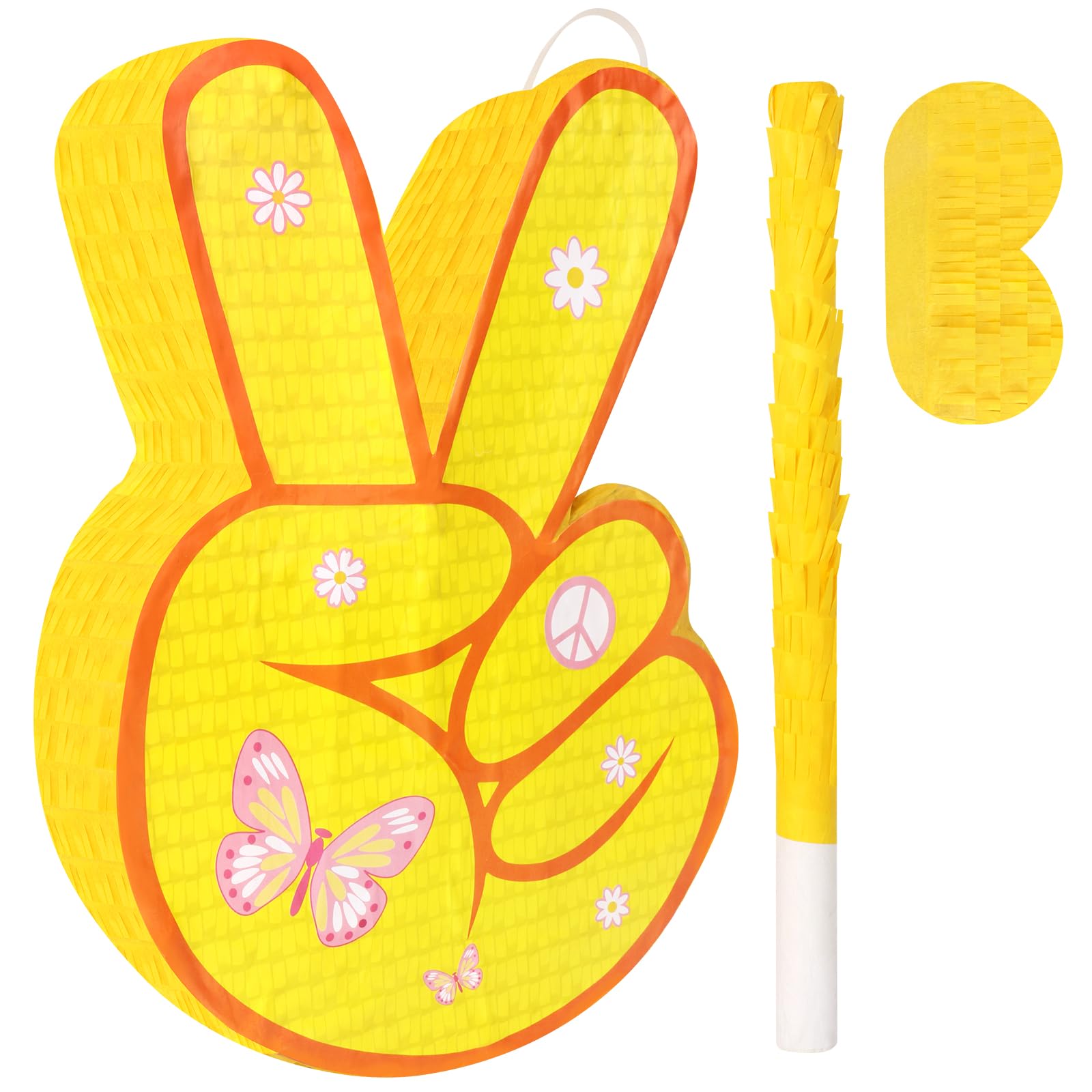 Hooqict Hippie Pinata with Bat Stick & Hanging Loop Groovy Birthday ...