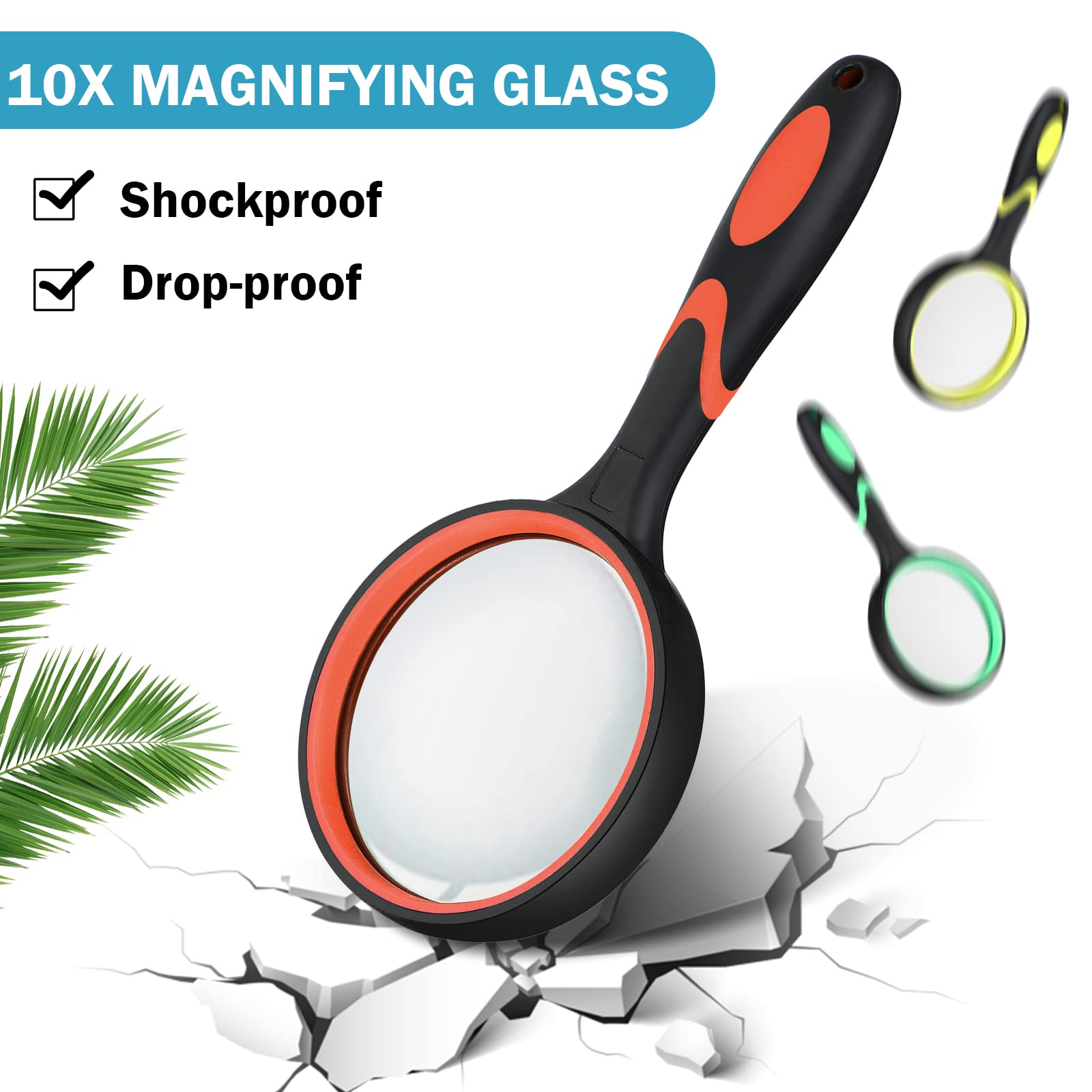 Mua 12 Pcs 10X Magnifying Glass for Kids and Seniors Non-Slip Handheld ...