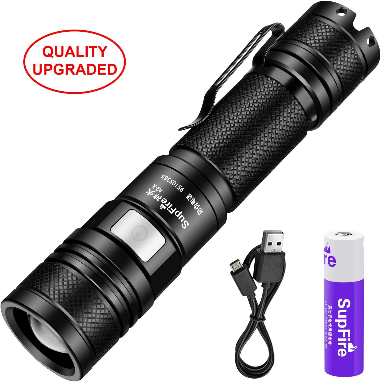 Supfire Flashlight Water-Proof Zoomable Torch Super Bright 700 Lumens ...