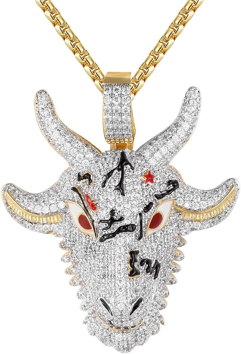 Master Of Bling Mens Goat Animal Face Head Hip Hop Two Tone Gold ...