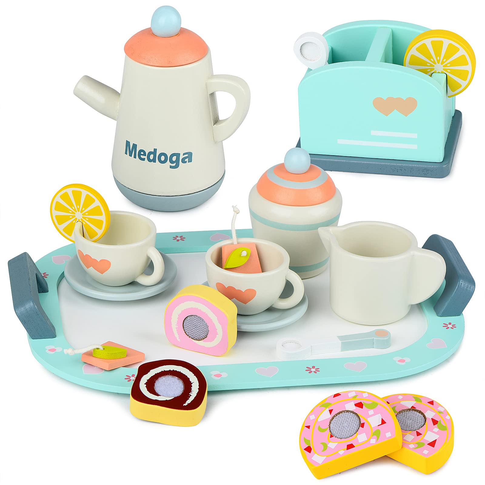 Mua Wooden Tea Set Toy Play Kitchen Accessories for Kids Pretend Play ...