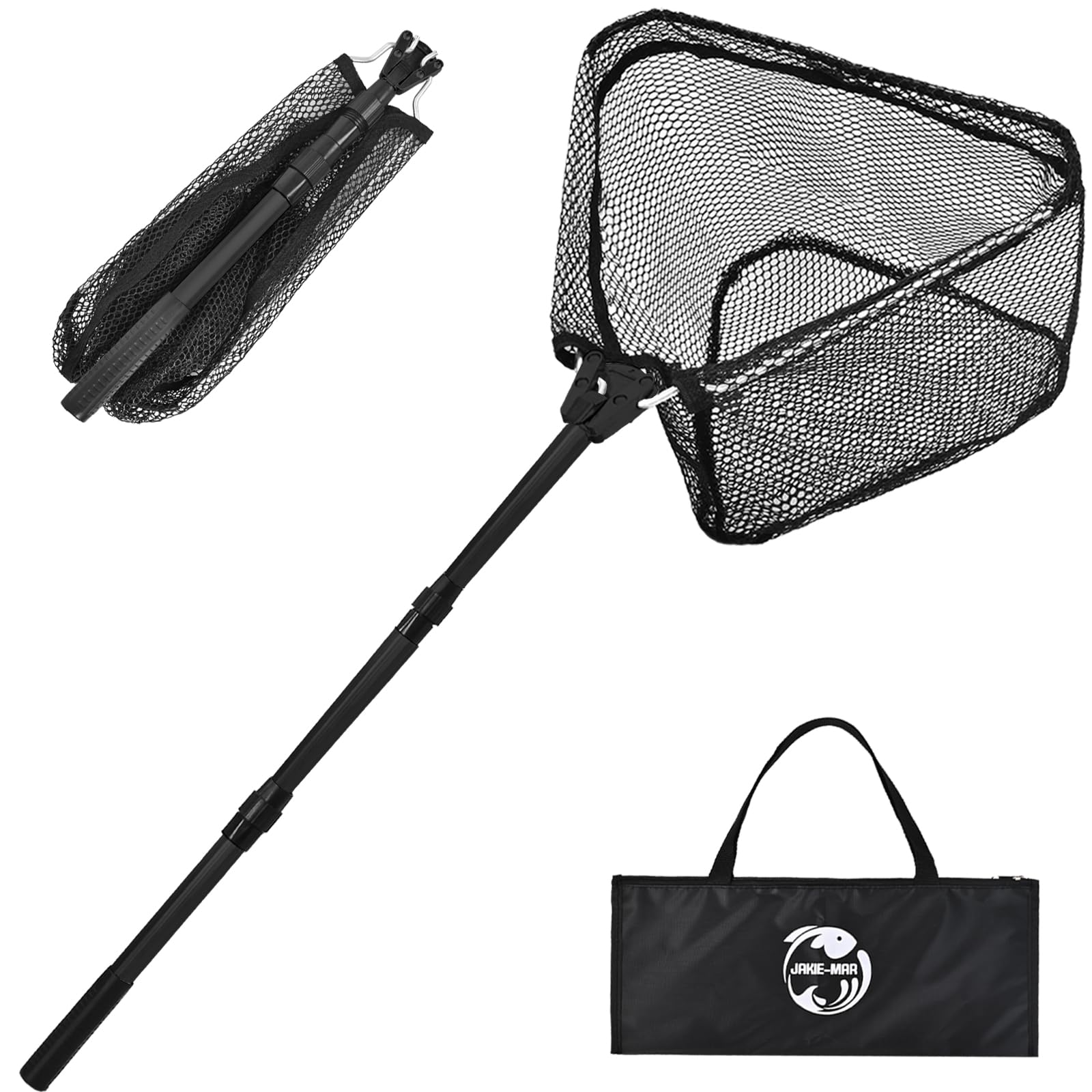 Fishing Net with Handle, Rubber Coated Landing Net with Foldable ...