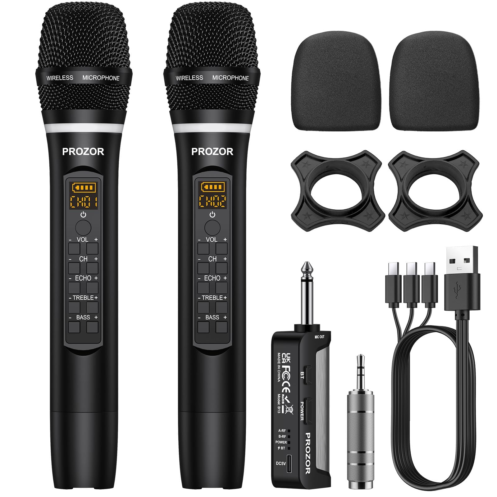 Mua PROZOR UHF Wireless Microphone with Volume Treble Bass Echo Control ...