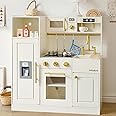 Amazon.com: inFUNSAME Play Kitchen for Kids Chef Pretend Wooden Kitchen ...