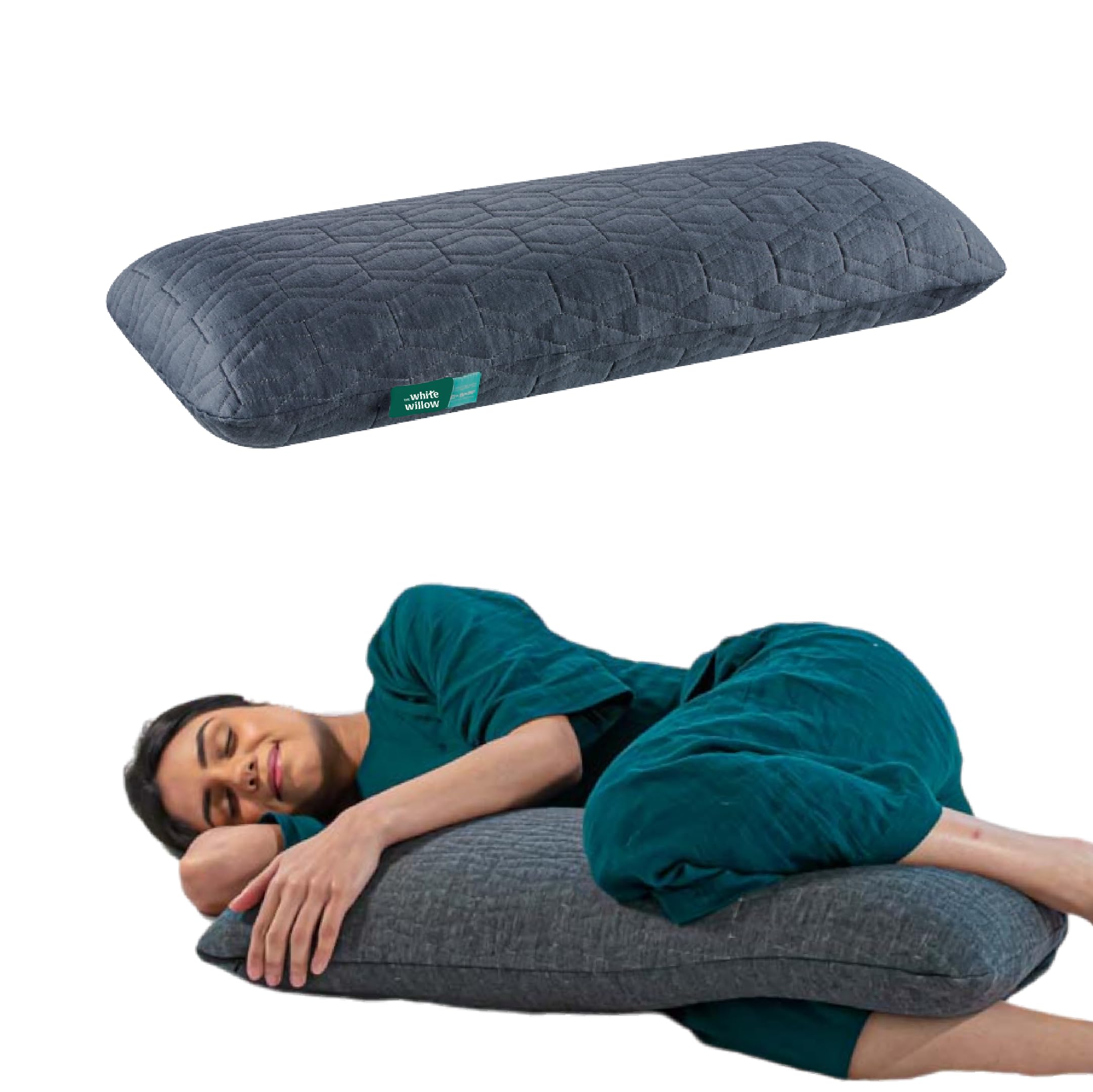 The White Willow Short Body Pillow Memory Foam Sleeping Soft Bed, Hug ...