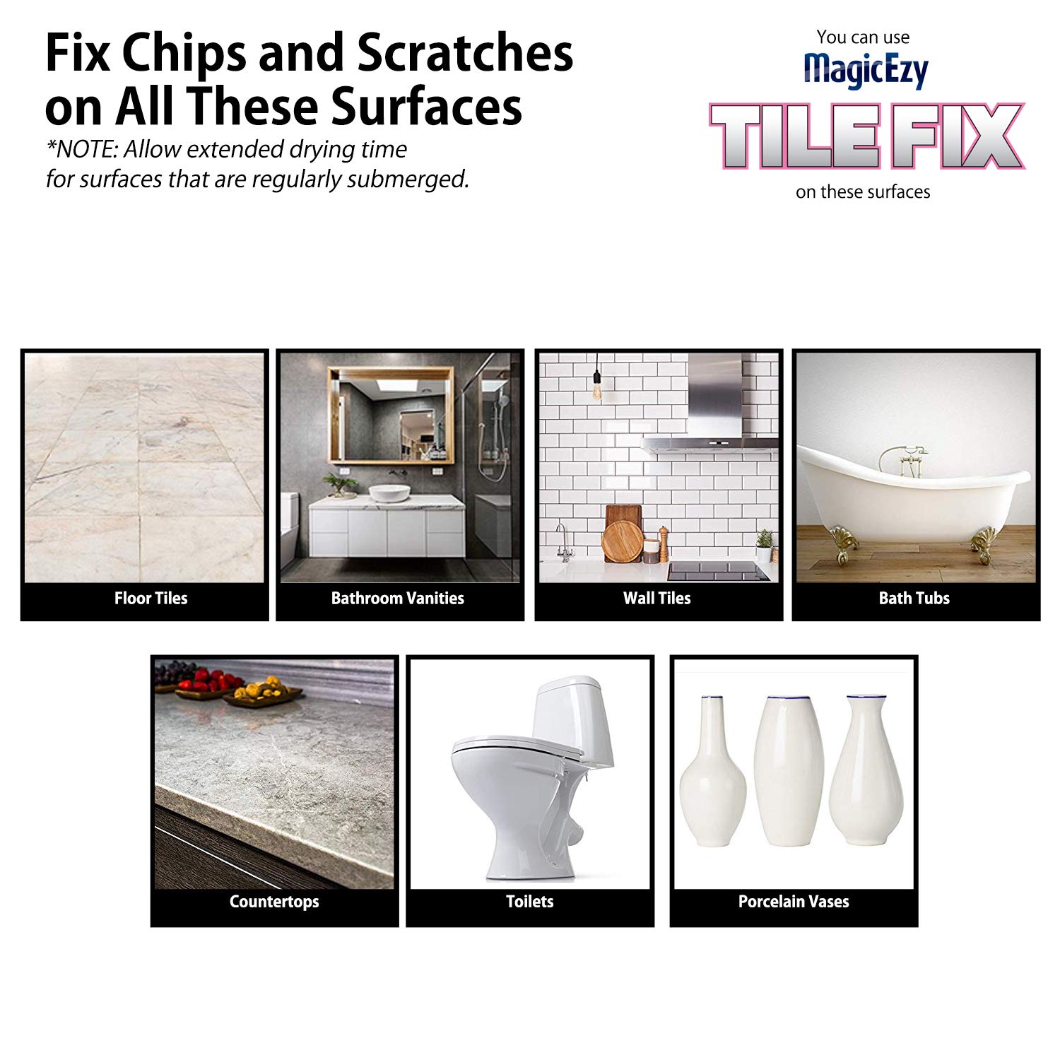 MagicEzy Tile Fix – (Gold) – Professionally and Easily Touch-Up Cracks ...