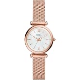 Amazon.com: Fossil Women's Carlie Mini Automatic Stainless Steel Mesh ...
