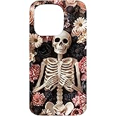 Amazon.com: iPhone 15 Pro Whimsigoth Skeleton - Pink - Black Floral ...