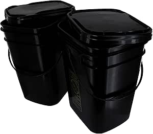 Amazon.com: 5.3 Gallon Black Rectangular Bucket/Pail with Hinged Snap ...