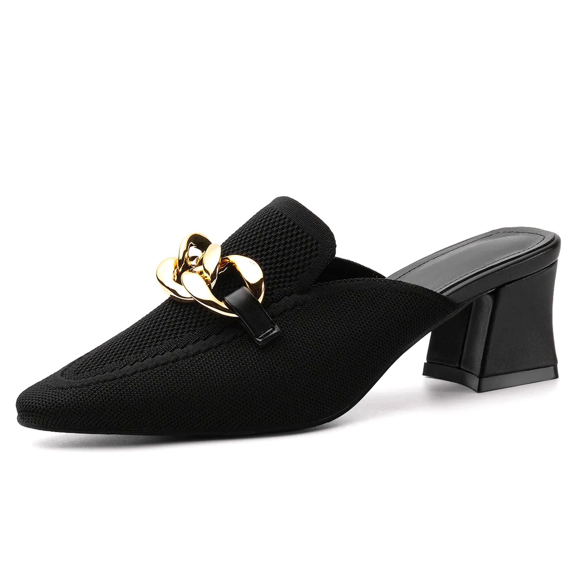 NEWBELLA Mules Shoes for Women Mousse Fit Women Heeled Mules Knit ...