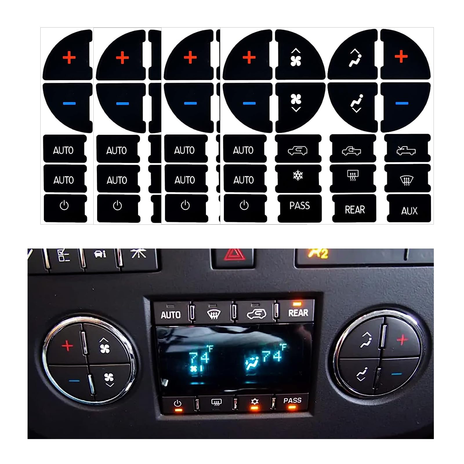 Ziciner 4 PCS AC Dash Button Repair Kit Decal Stickers, Best for Fixing ...