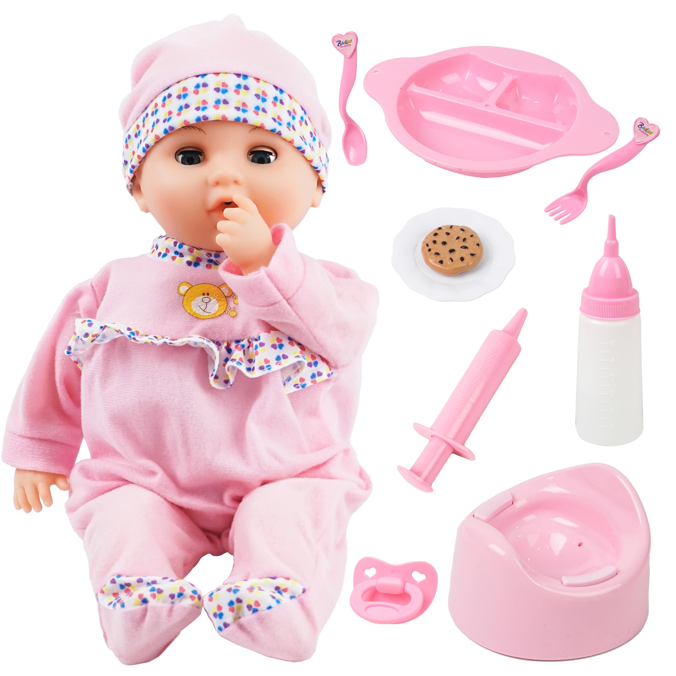 Toy Choi's 16 Inch Interactive Baby Doll Pink - Talking Feeding Dolls ...