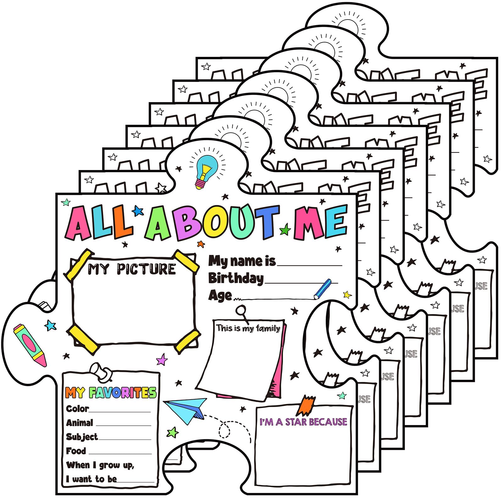 Mua Colarr 40 Pcs All About Me Posters Star Students Posters Elementary ...