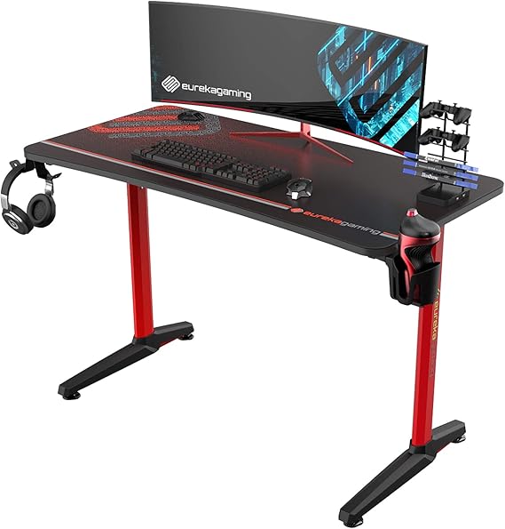 EUREKA ERGONOMIC Gaming Desk P47 I Shaped Gaming Computer Desk PC ...