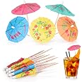 Amazon.com | [100 PCS] Drink Umbrellas Cocktail Picks - Cocktail ...