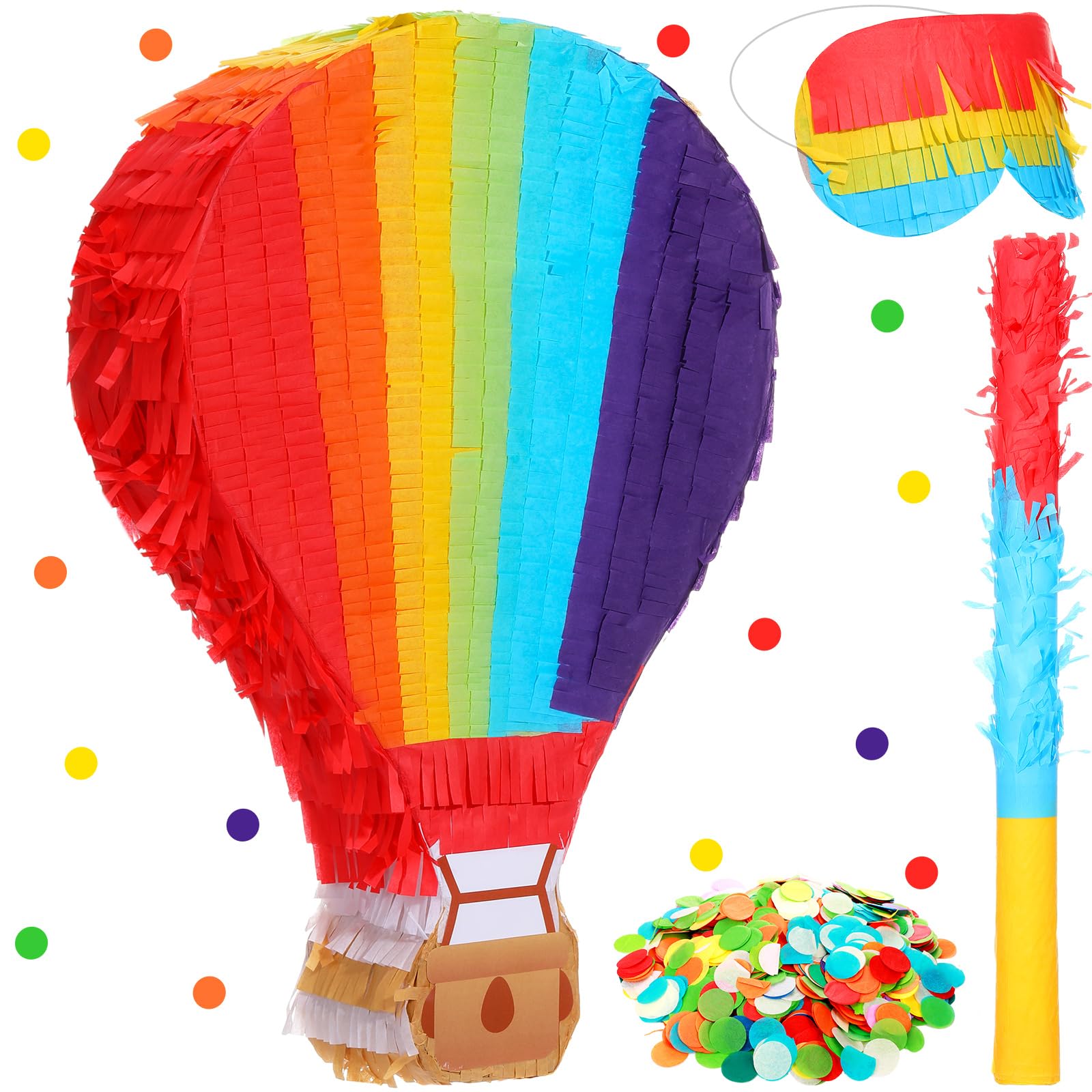 Wettarn 16" x 11" Inches Piñata for Birthday Party Rainbow Hot Air ...