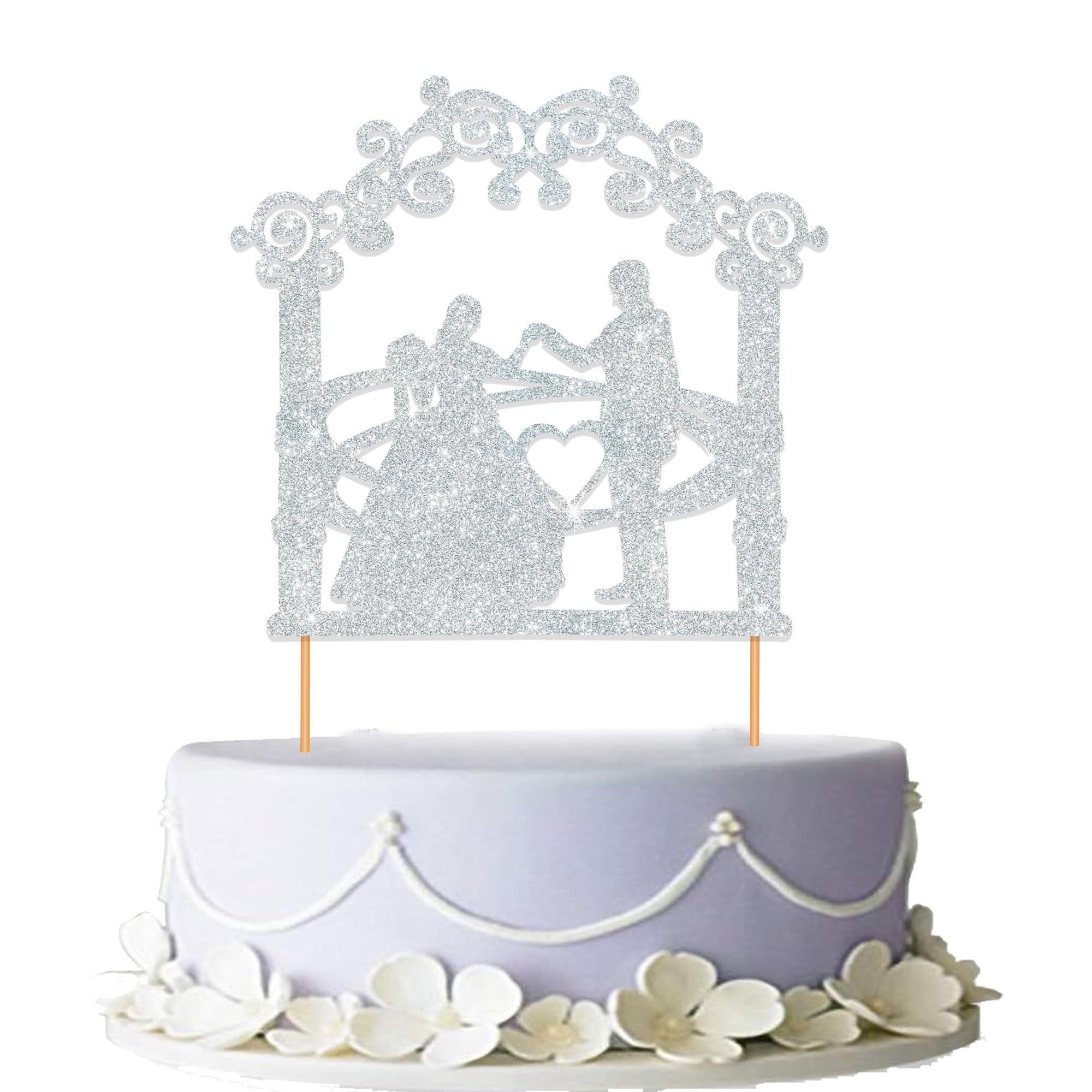 Blopee Wedding Cake Toppers, Silver Wedding Cake Toppers Bride and ...