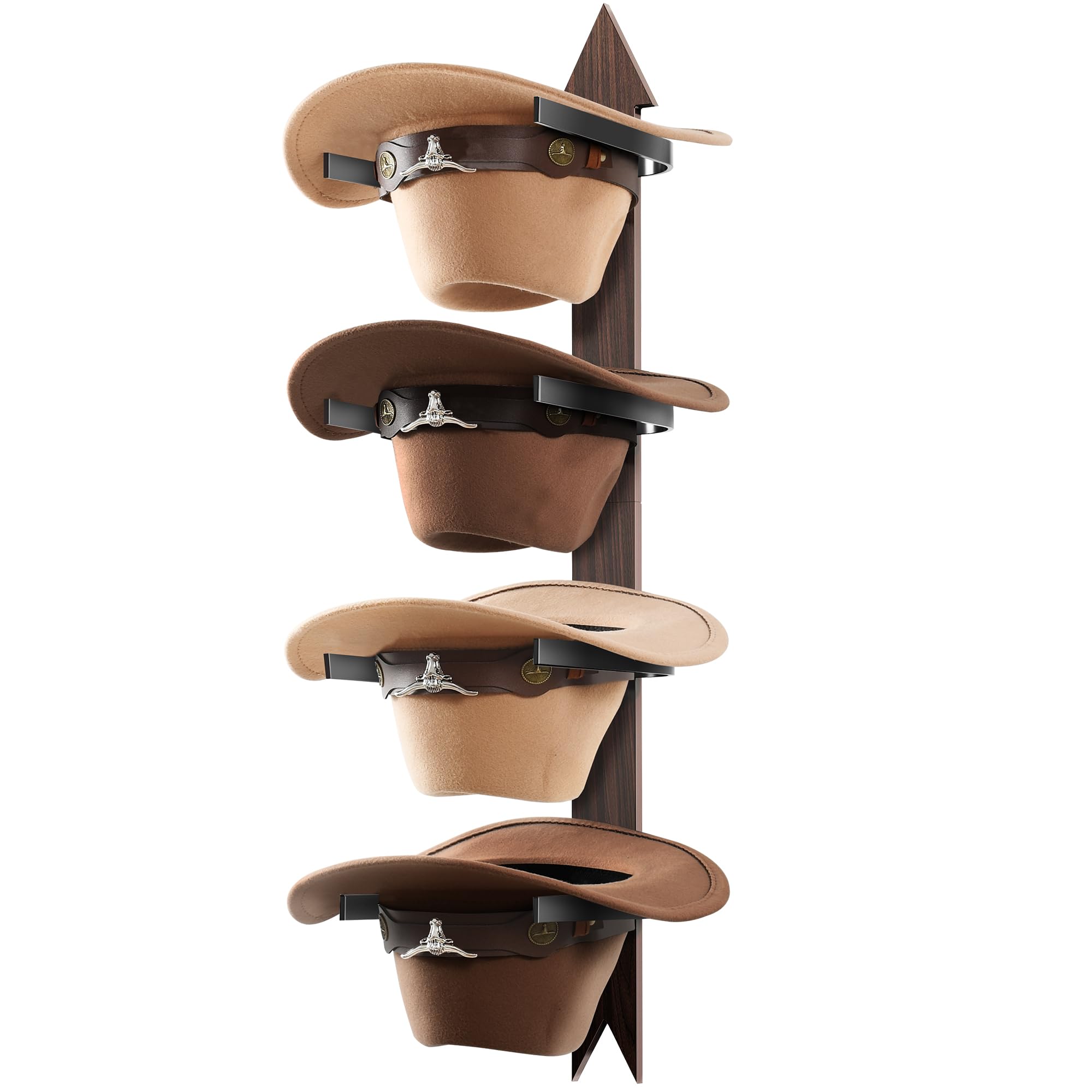 Cinati Cowboy Hat Rack, Cowboy Hat Holder Wall Mount Holds up to 4 Hats ...