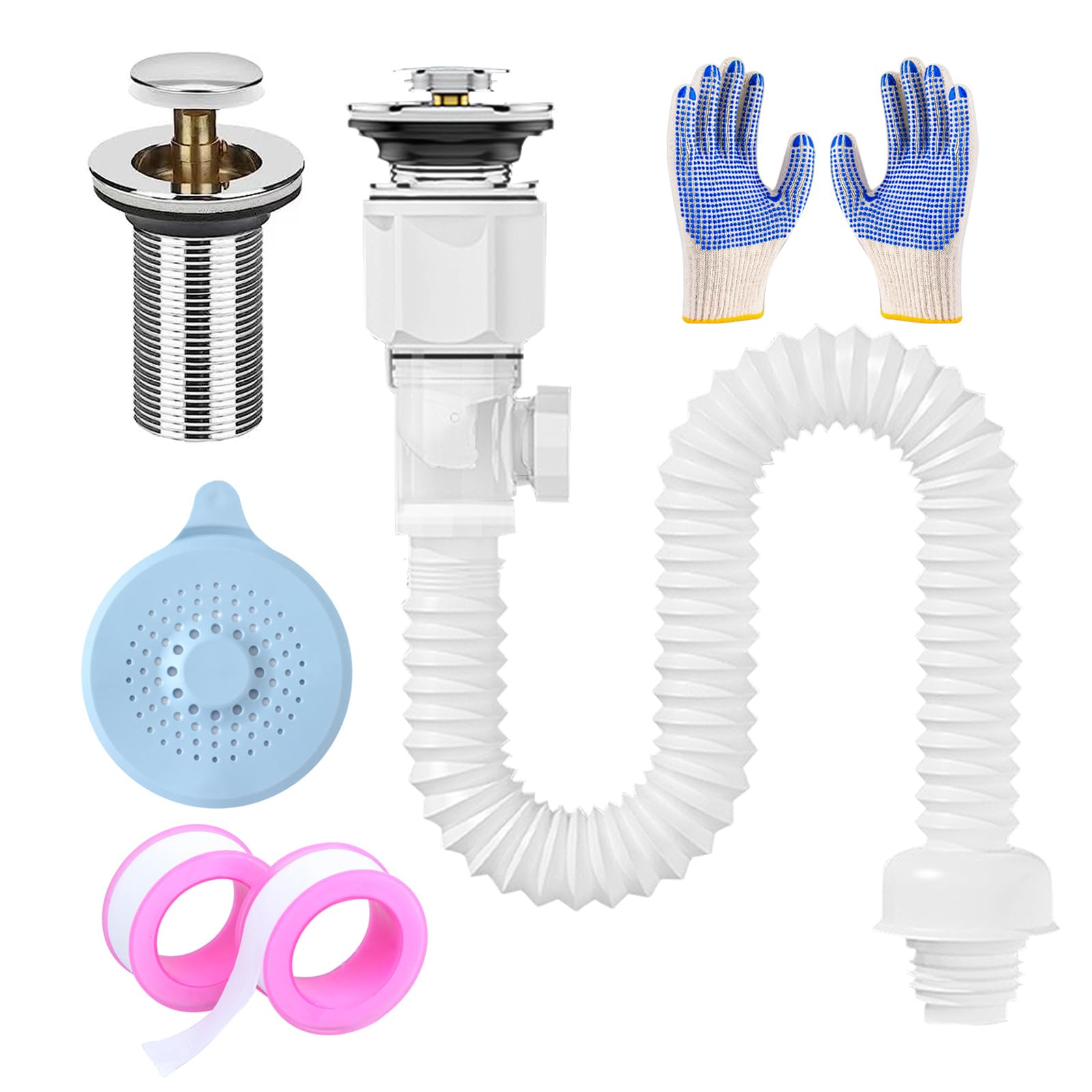 pzlobiet Bathroom Sink Drain Kit, Drain Pipe, with Flexible ...