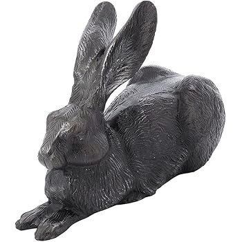 Amazon.com : Cast Iron Sitting Bunny Rabbit Garden Statue Patio Yard ...