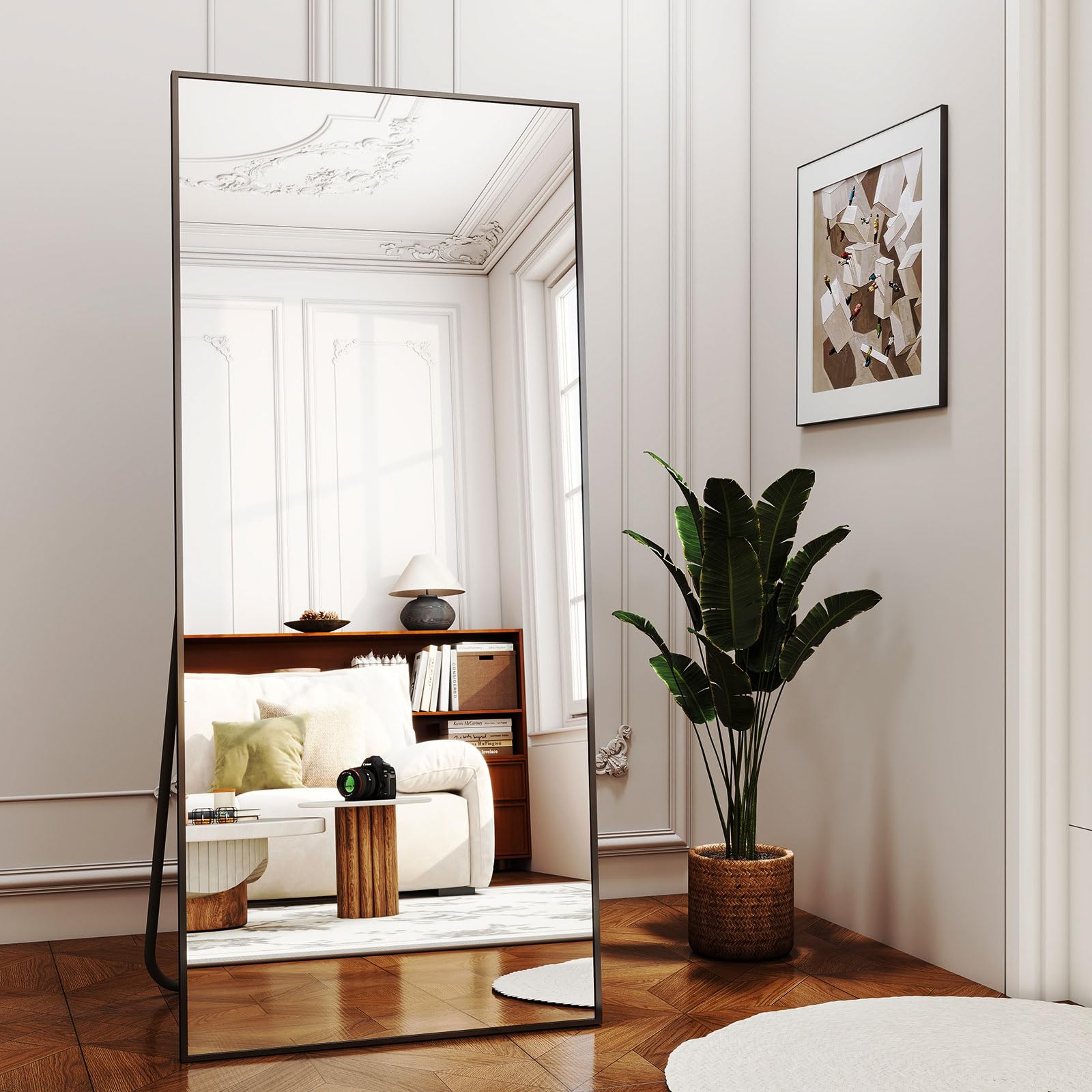 Easly Full Length Mirror with Stand, 68"x24" Floor Mirror with Aluminum ...