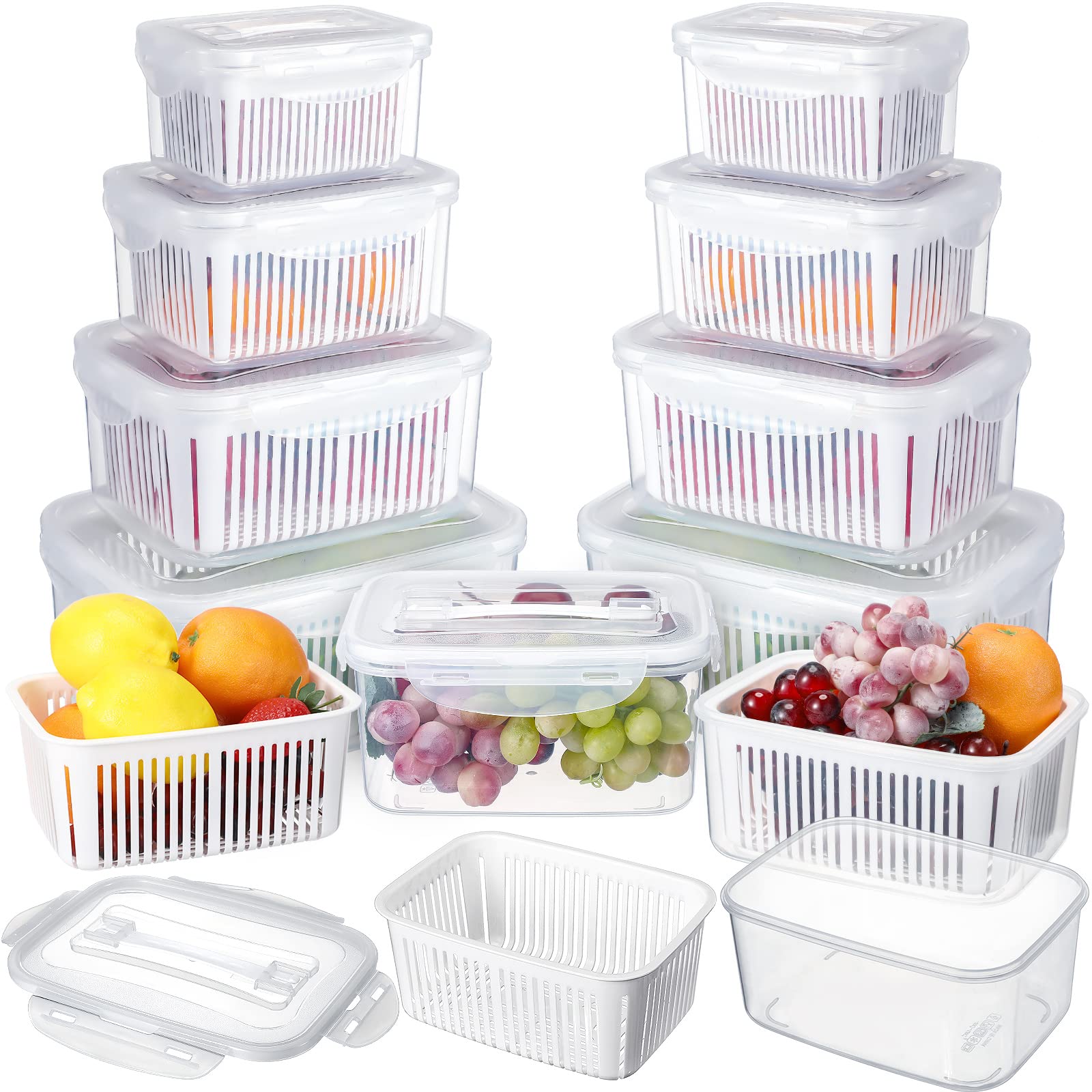 Rtteri 8 Pack Fruit Storage Containers for Fridge Produce Saver ...