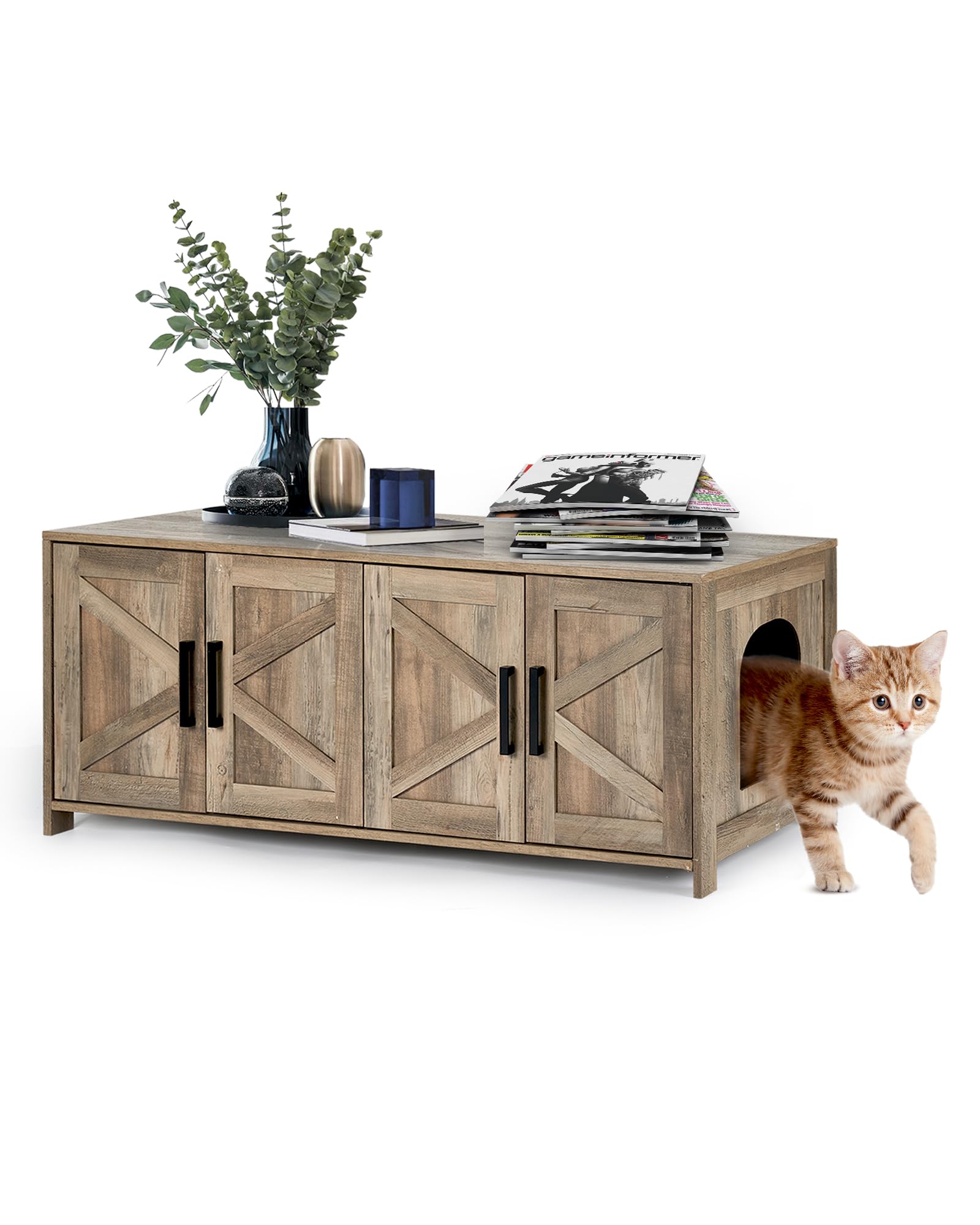 Upolana Cat ter Box Enclosure, 48 inch Large Hidden Litter Box ...